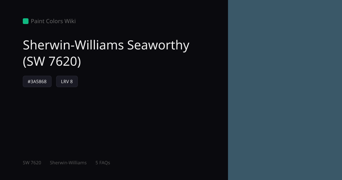 Sherwin-Williams Seaworthy (SW 7620) — HEX, LRV & Color Info | Paint ...